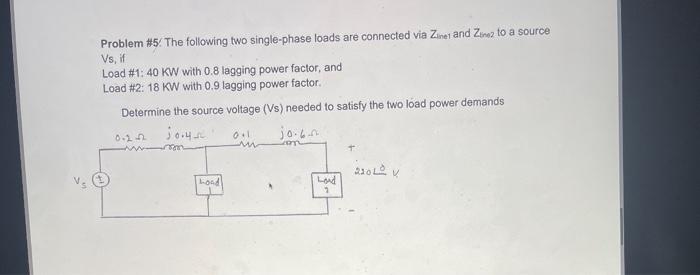 Solved Problem #5: The following two single-phase loads are | Chegg.com