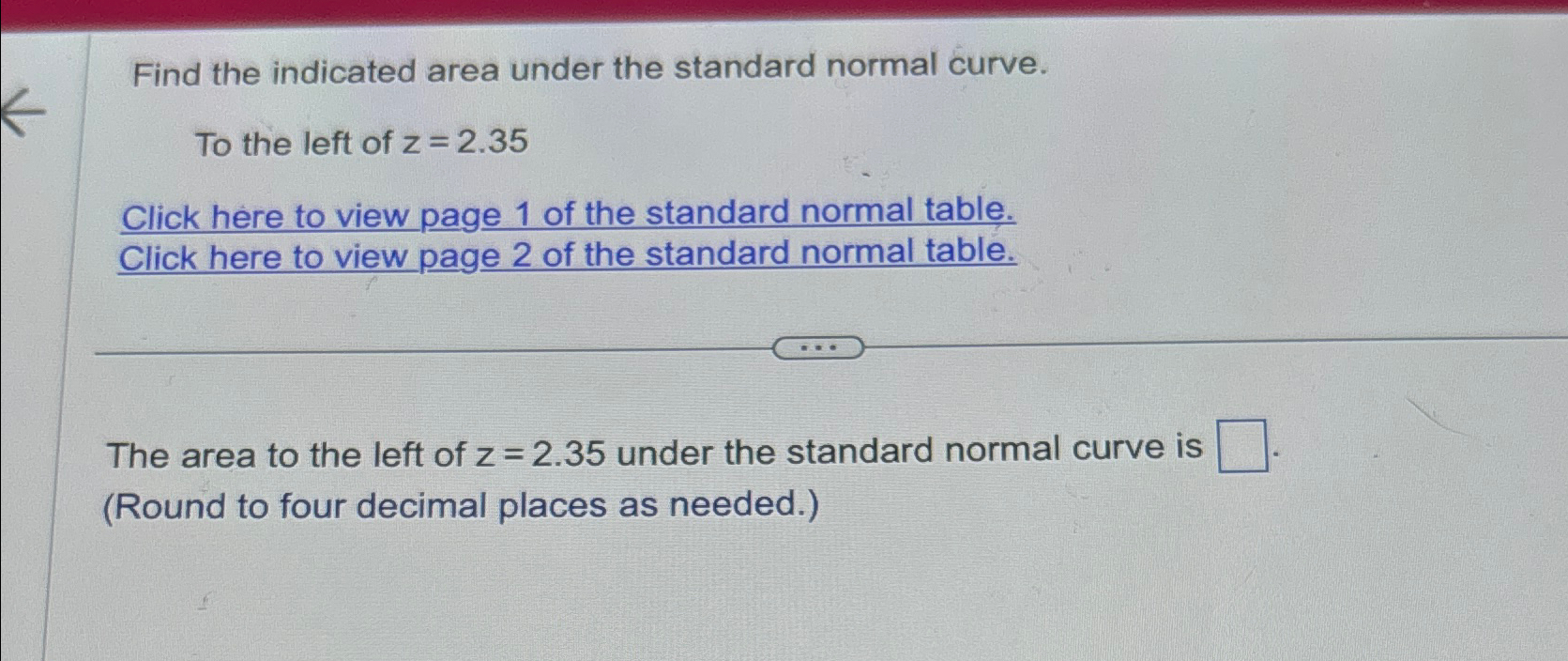 Solved Find the indicated area under the standard normal | Chegg.com