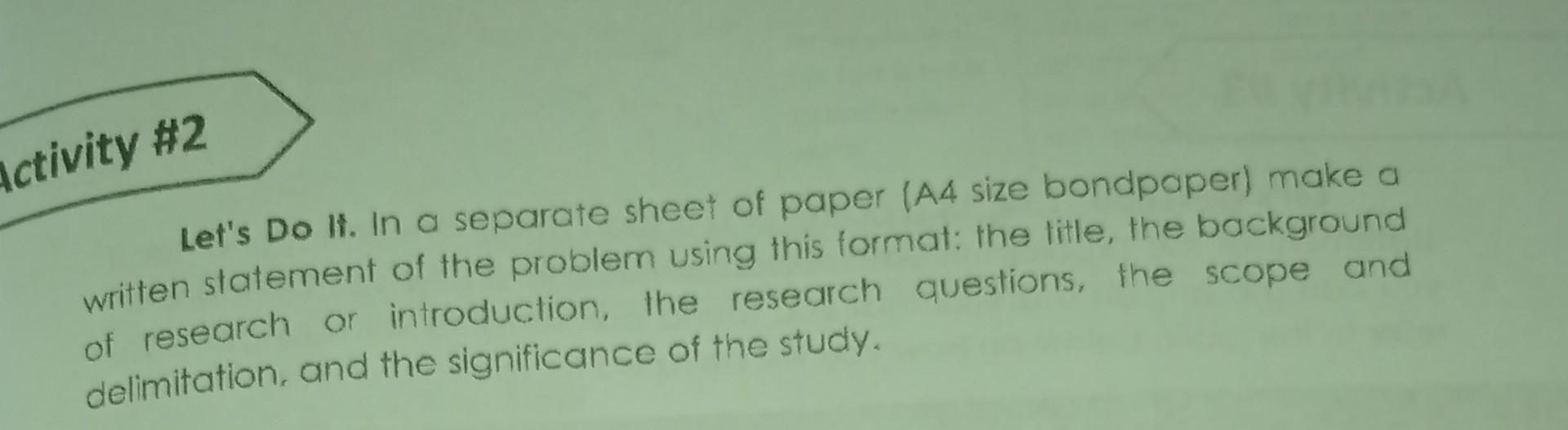Solved Activity #2 Let's Do It. In a separate sheet of paper | Chegg.com