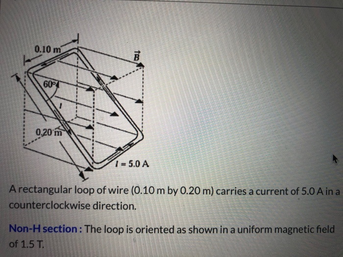 Solved 0.10 m TRON 0,20 m 1 = 5.0 A A rectangular loop of | Chegg.com