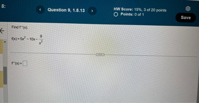 Solved Find f′′(x). f(x)=5x2−10x−x29 f′′(x)= | Chegg.com