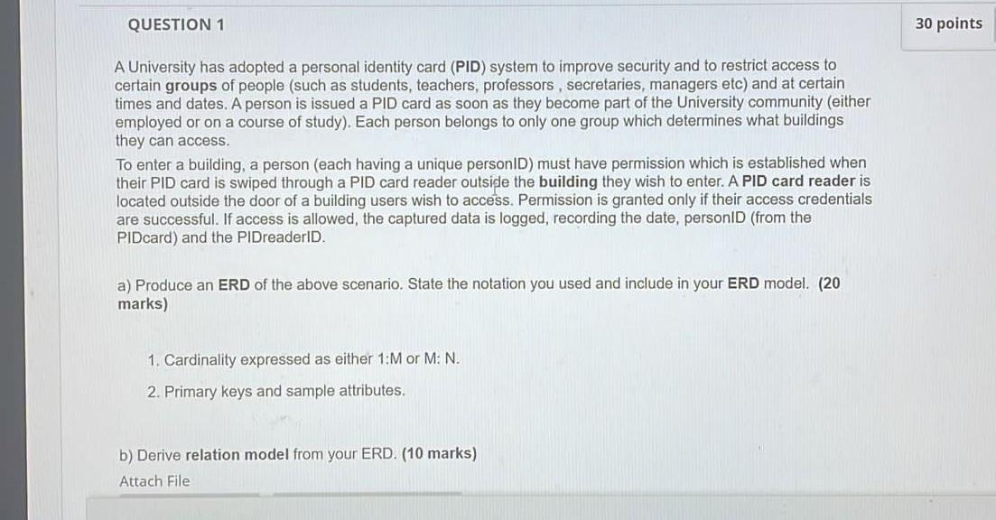 Solved QUESTION 1 30 points A University has adopted a | Chegg.com