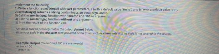 Solved Implement The Following 1 Write A Function 5703