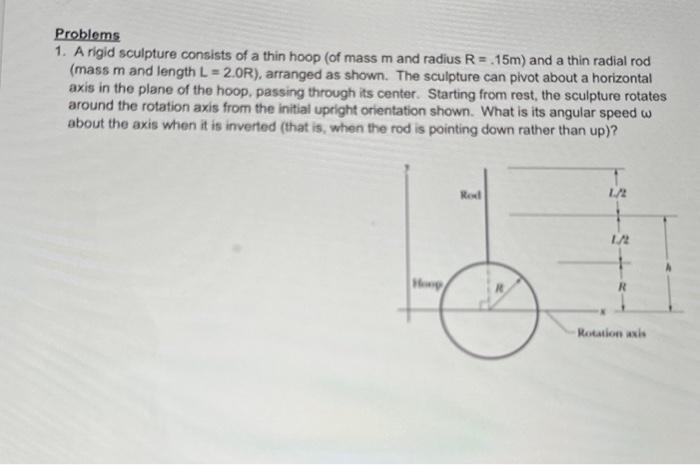 Solved Problems 1. A rigid sculpture consists of a thin hoop | Chegg.com