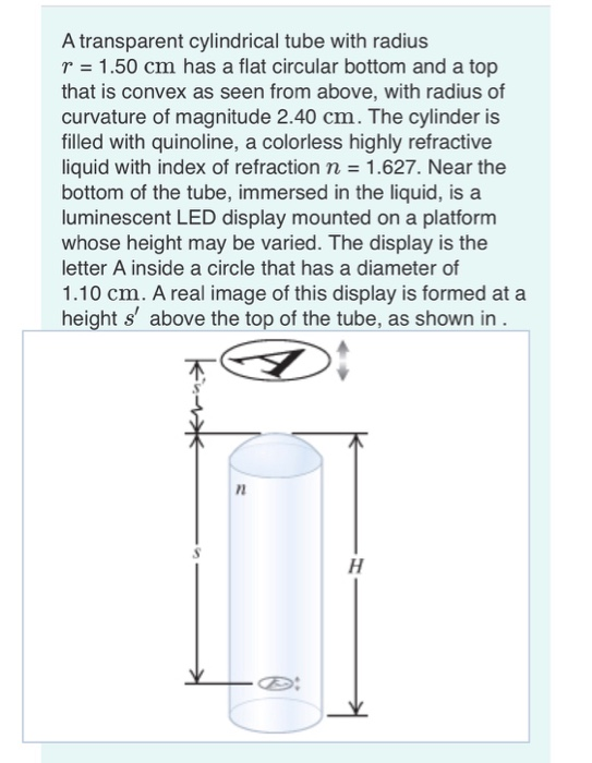 Solved A transparent cylindrical tube with radius r = 1.50 | Chegg.com