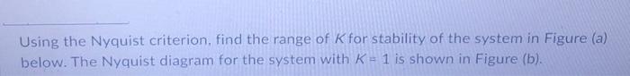 Solved (a)Using the Nyquist criterion, find the range of K | Chegg.com