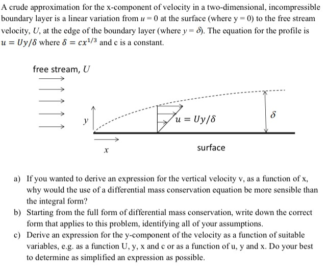 Solved A crude approximation for the x-component of velocity | Chegg.com