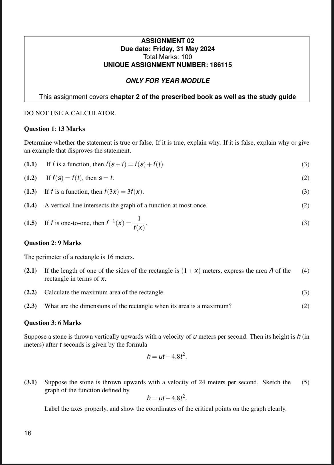 Solved ASSIGNMENT 02Due date: Friday, 31 ﻿May 2024Total | Chegg.com
