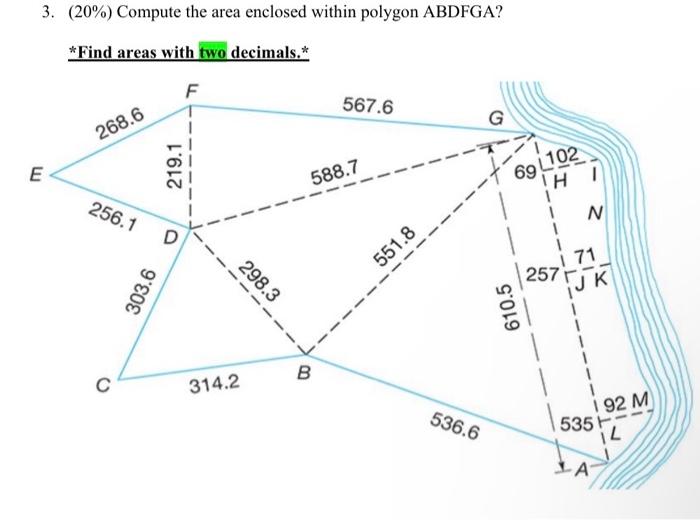 Solved 3 20 Compute The Area Enclosed Within Polygon 