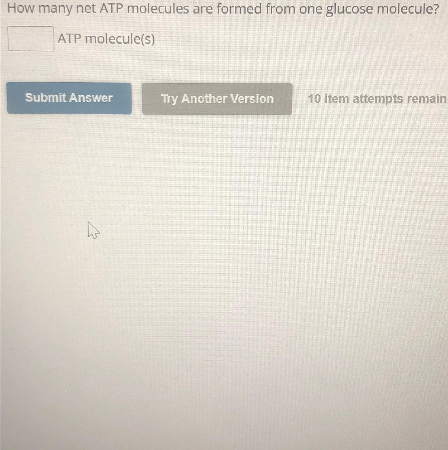 Solved How many net ATP molecules are formed from one | Chegg.com