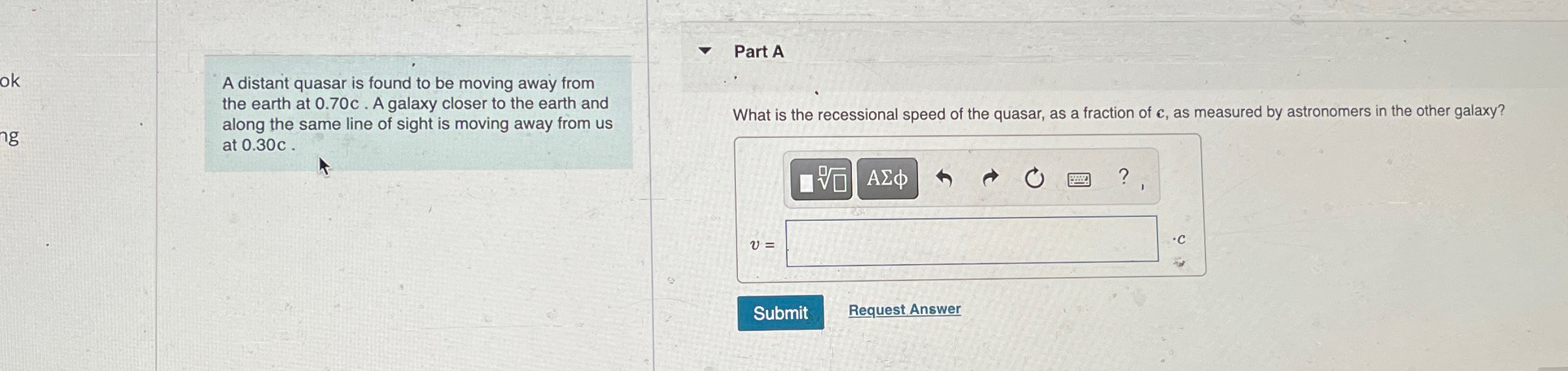 Solved A distant quasar is found to be moving away from the | Chegg.com