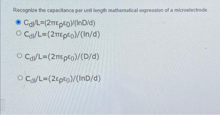 Solved Recognize the capacitance per unit length | Chegg.com