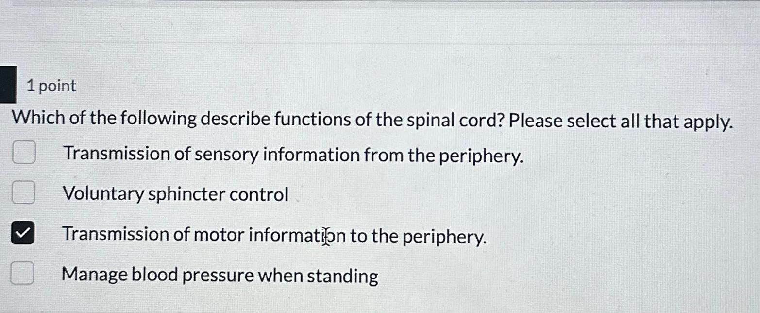 Solved 1 ﻿pointWhich of the following describe functions of | Chegg.com