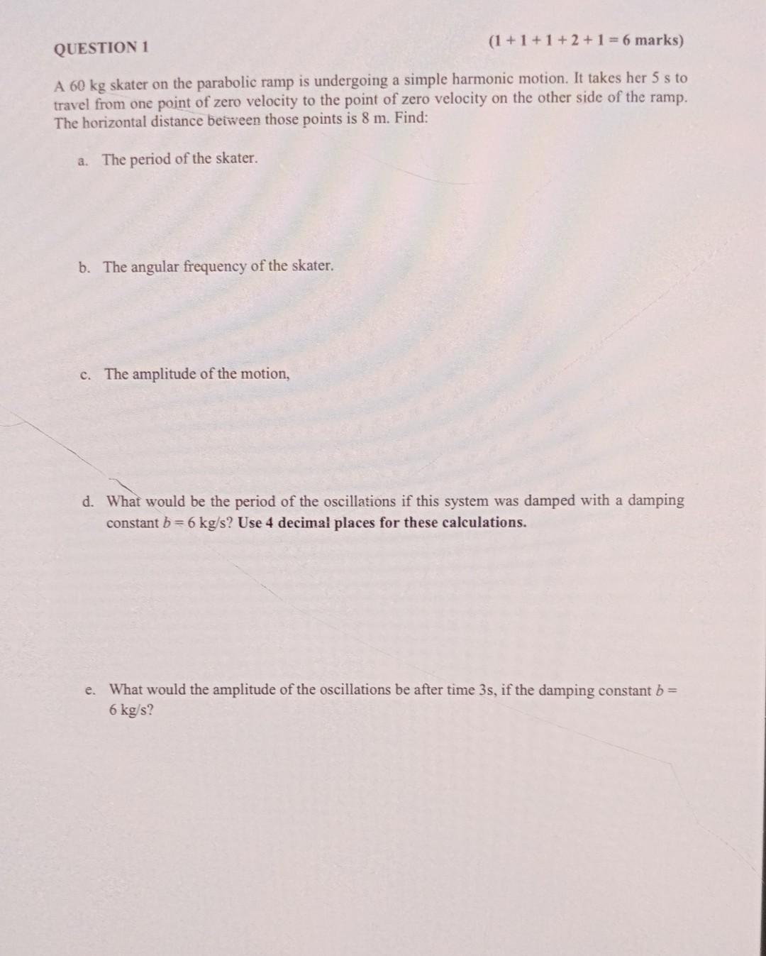 Solved QUESTION 1 (1+1+1+2+1=6 marks ) A 60 kg skater on the | Chegg.com