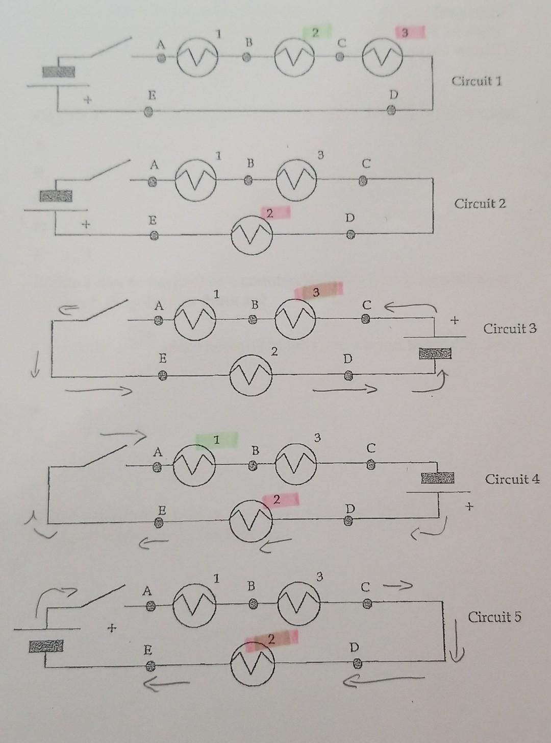Solved For each of the five circuits please consider what | Chegg.com