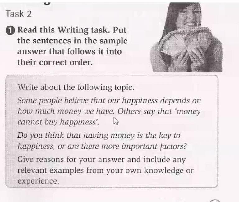 Solved Task 2 Read this Writing task. Put the sentences in | Chegg.com