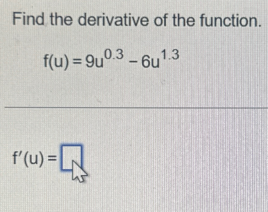 Solved Find the derivative of the | Chegg.com