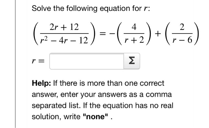 Solved Solve the following equation for r: 2r + 12 4 (,2007 | Chegg.com