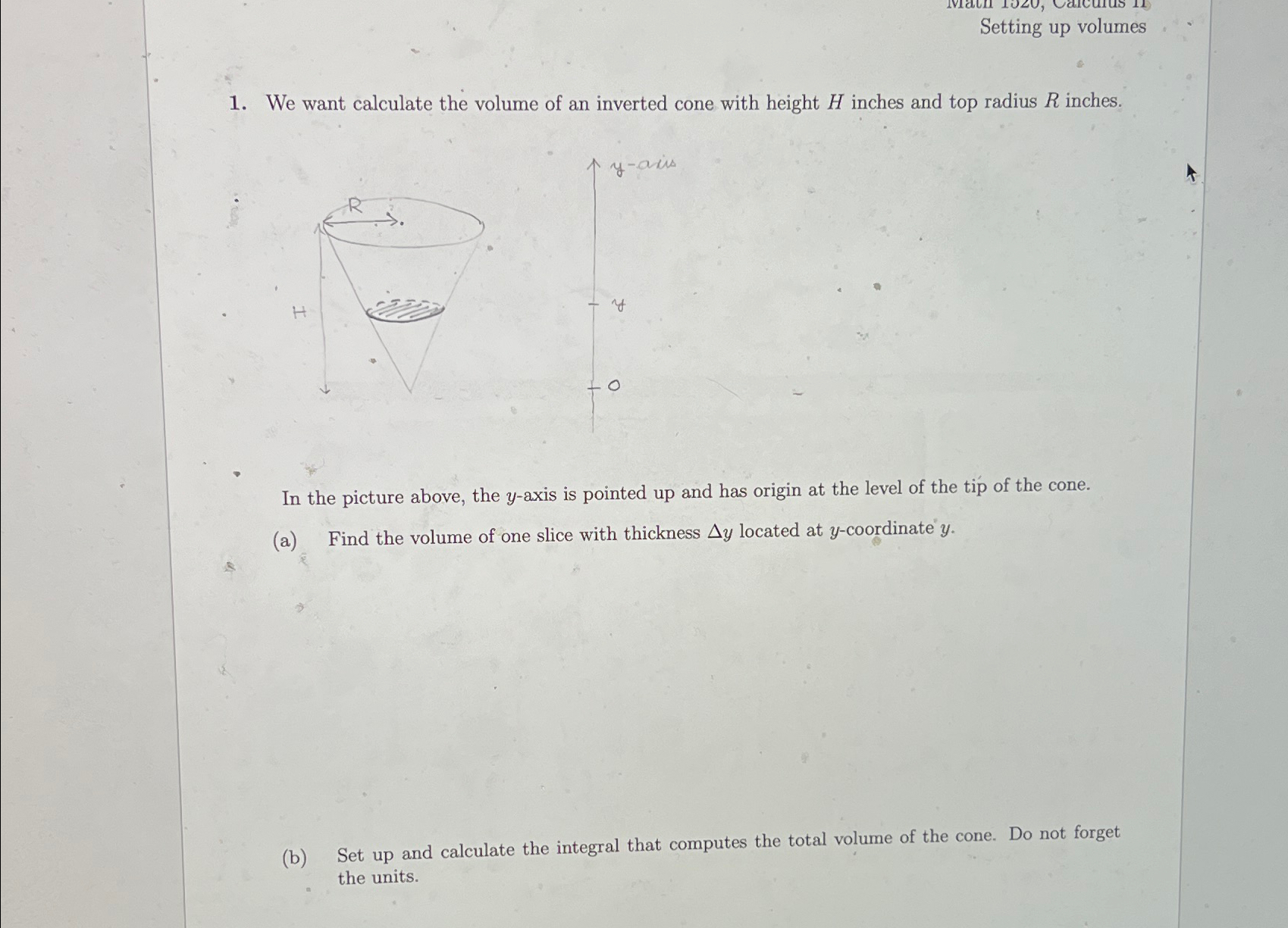 Solved Setting up volumesWe want calculate the volume of an | Chegg.com