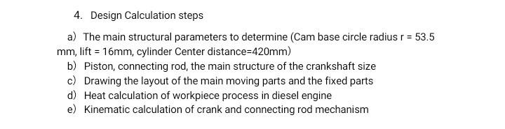 Solved 4. Design Calculation steps a) The main structural | Chegg.com