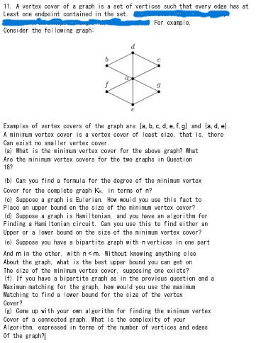 Solved A vertex cover of a graph is a set of vertices such | Chegg.com