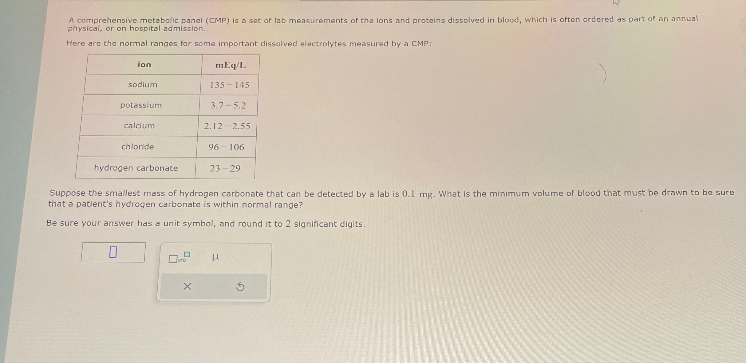 Solved A comprehensive metabolic panel (CMP) ﻿is a set of | Chegg.com