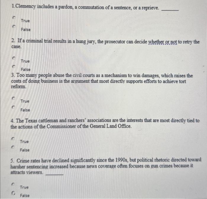 1. Clemency includes a pardon, a commutation of a | Chegg.com