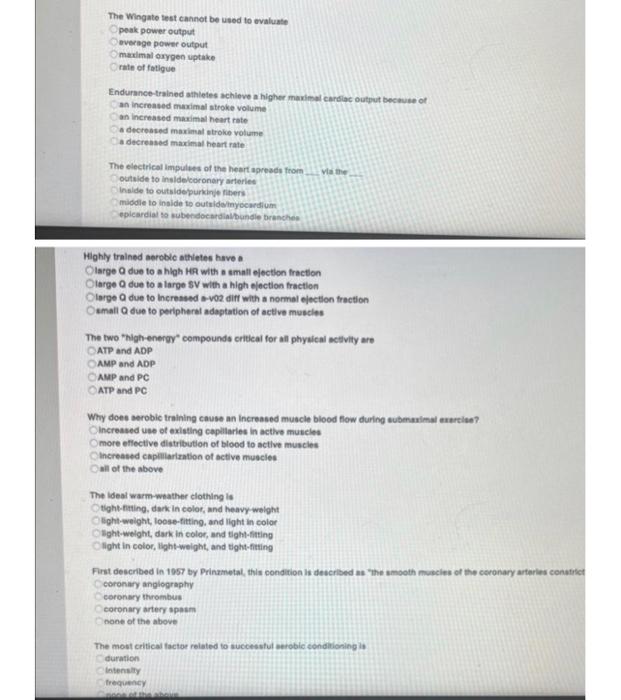 Solved The Wingate test cahnot be used to evaluate peak | Chegg.com