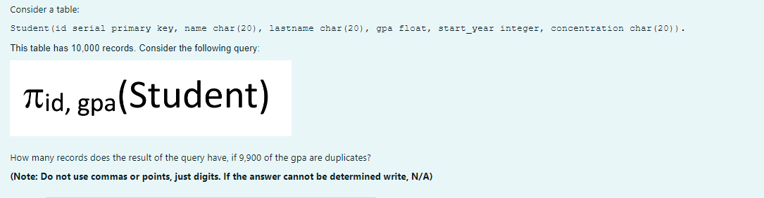 Solved Consider a table:This table has 10,000 ﻿records. | Chegg.com