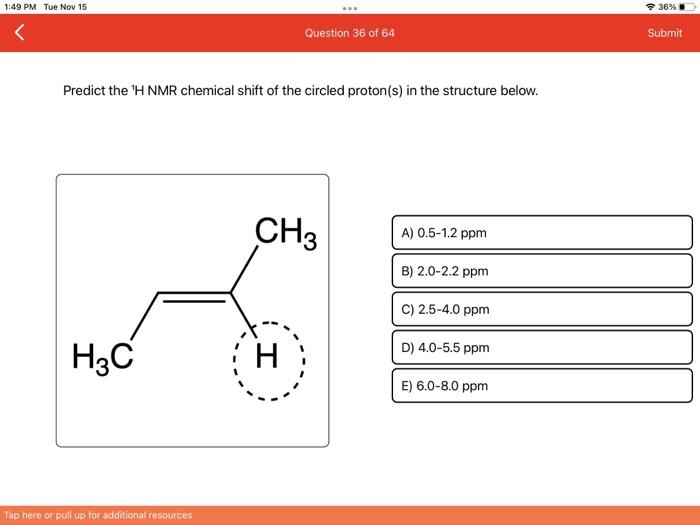 Predict the 1H NMR chemical shift of the circled | Chegg.com
