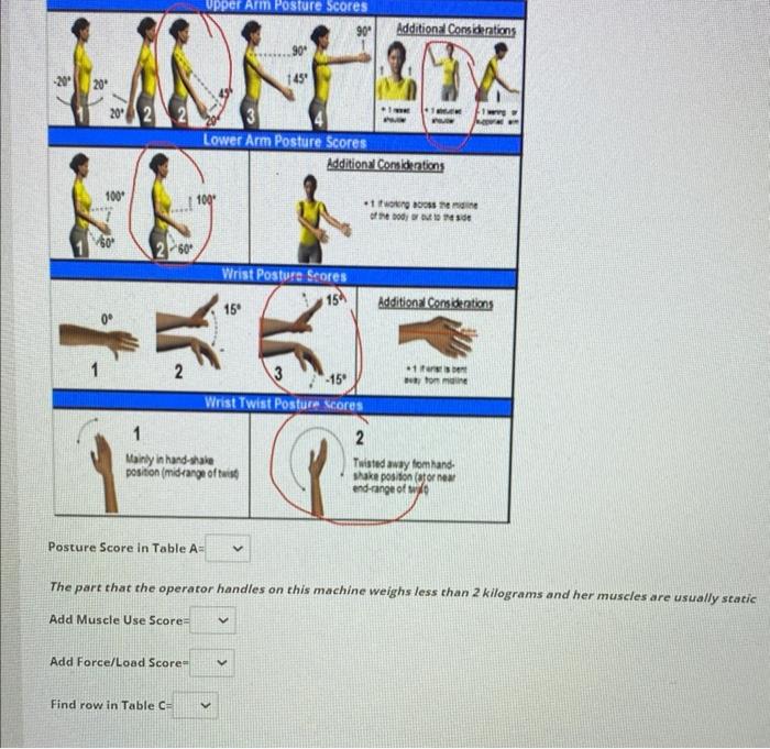 Posture Score in Table A The part that the operator | Chegg.com