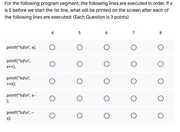 Solved For the following program segment, the following | Chegg.com
