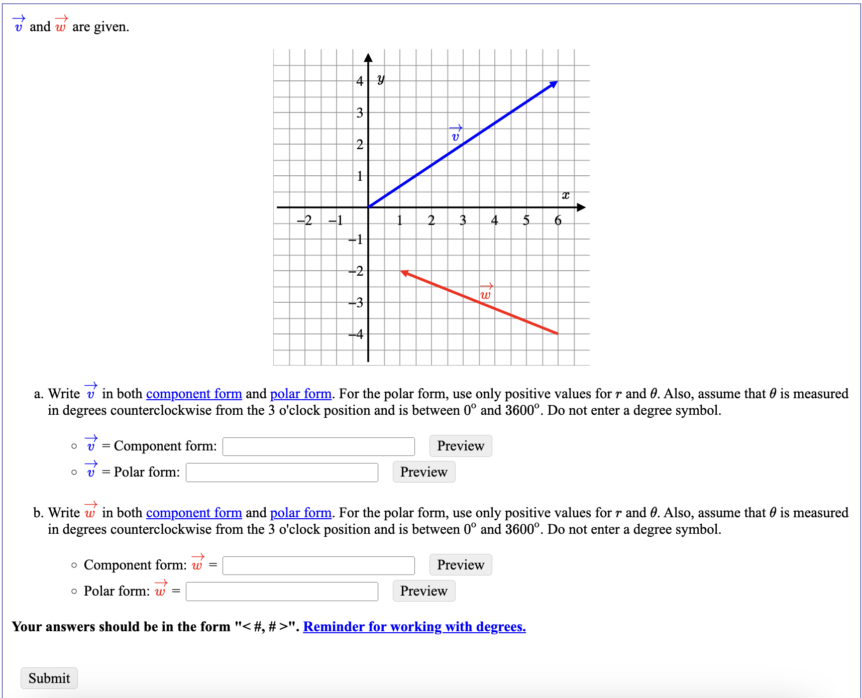 Solved vec(v) ﻿and vec(w) ﻿are given.a. ﻿Write vec(v) ﻿in | Chegg.com
