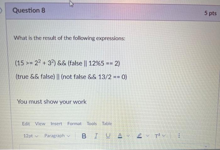 Solved What is the result of the following expressions: | Chegg.com