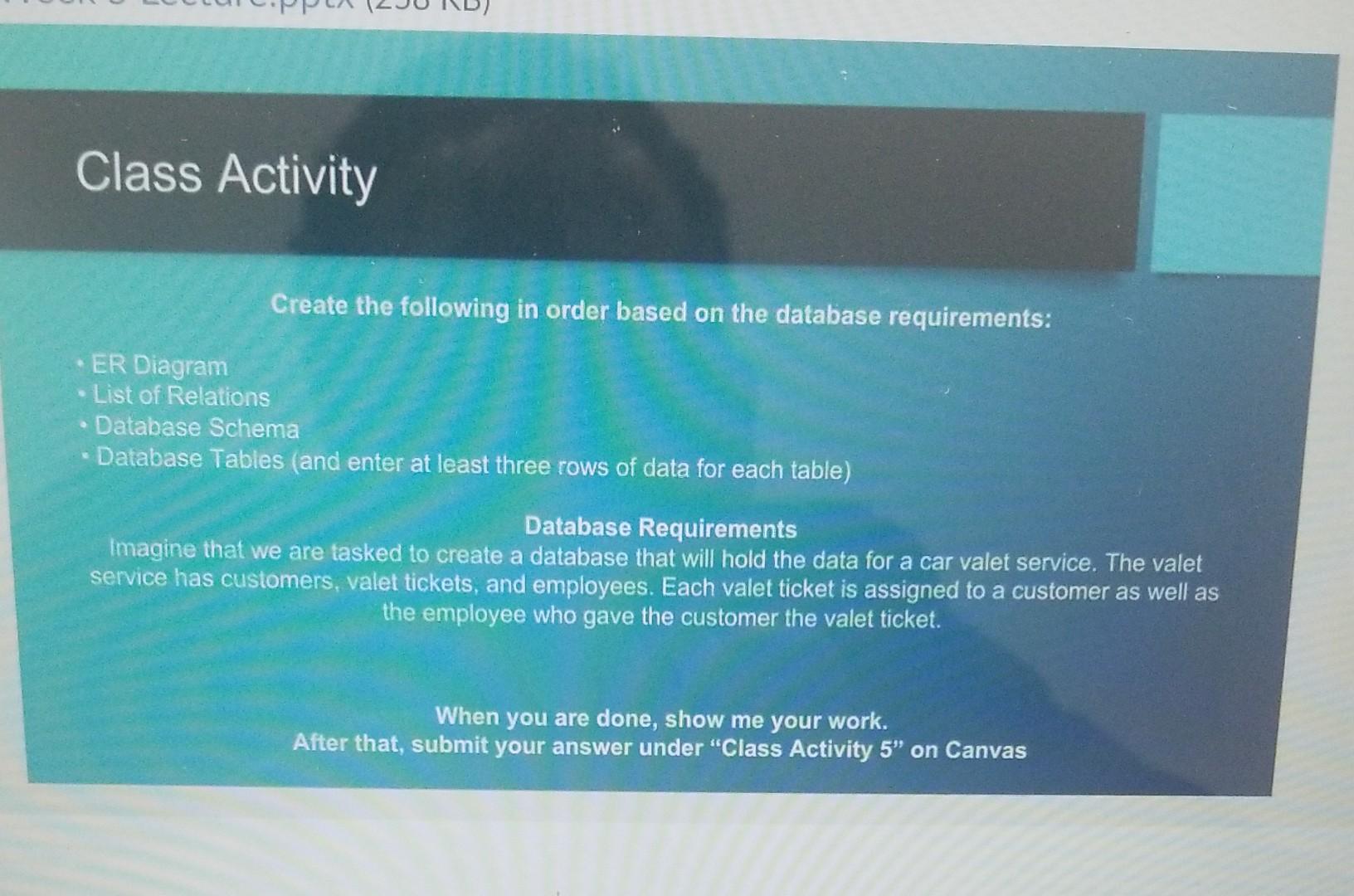 Solved Create the following in order based on the database | Chegg.com