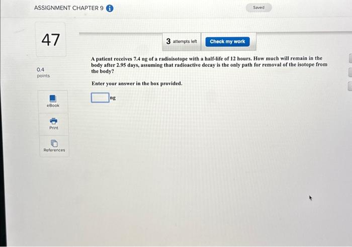 Solved ASSIGNMENT CHAPTER 9 47 0.4 points eBook Print | Chegg.com