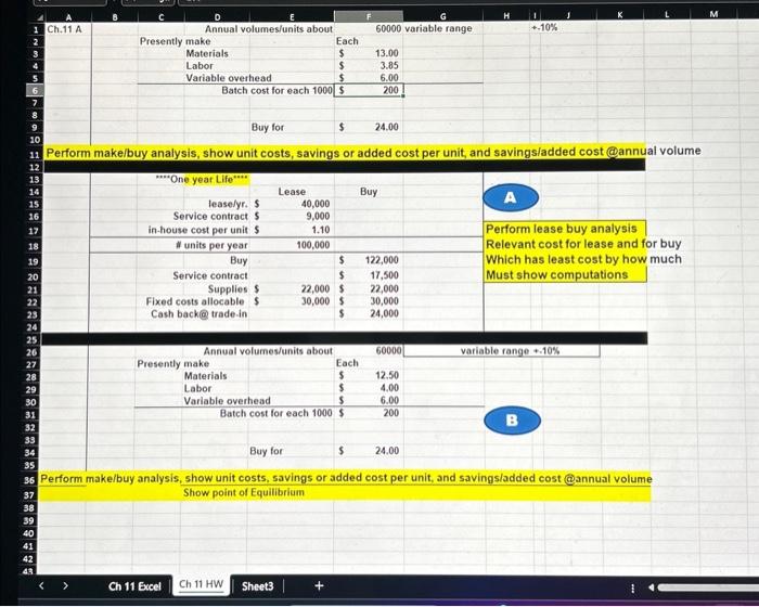 Solved Perform make/buy analysis, show unit costs, savings | Chegg.com
