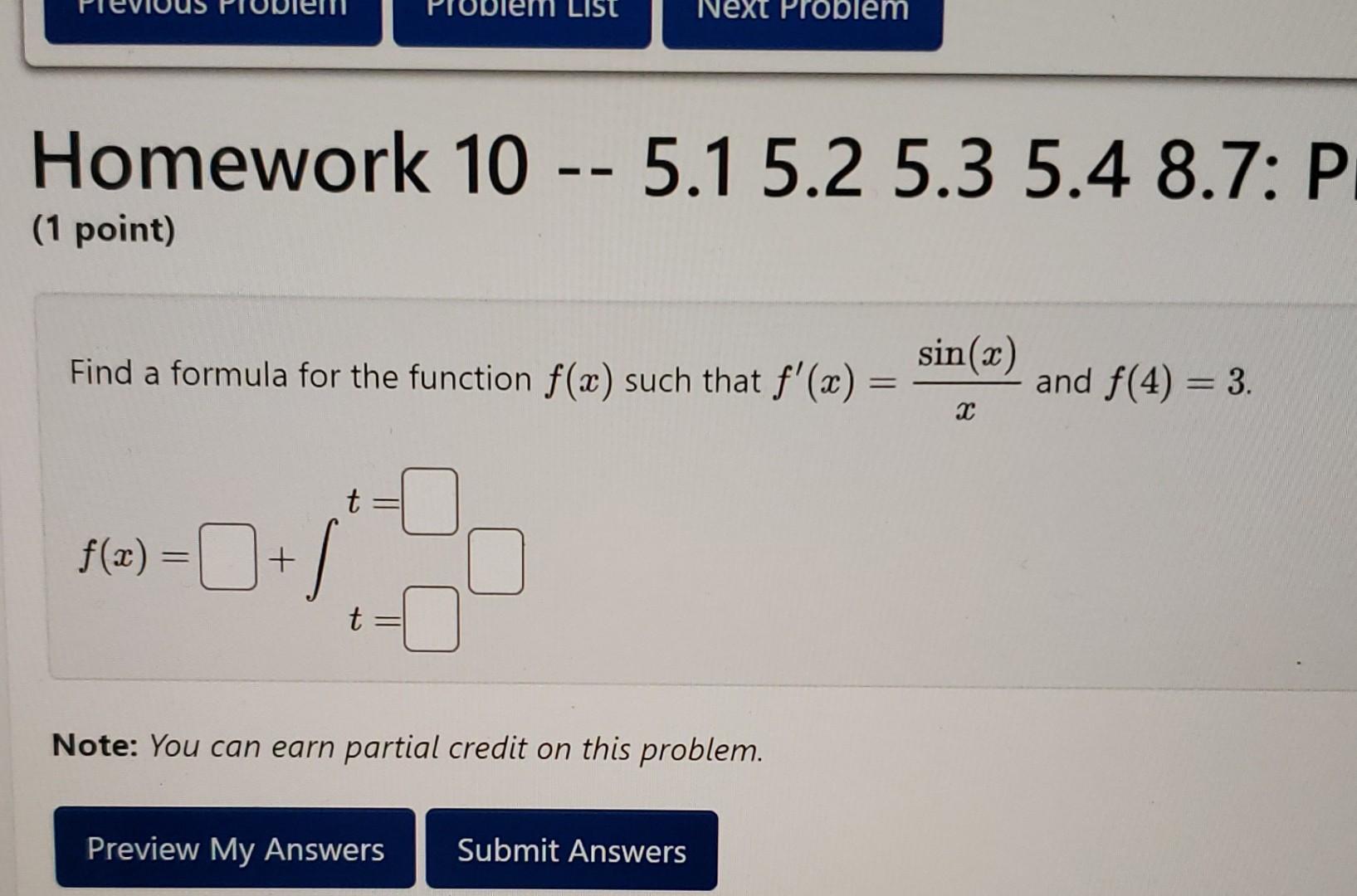 Solved Homework 10 -- 5.15 .25 .35 .4 8.7: P (1 point) Find | Chegg.com