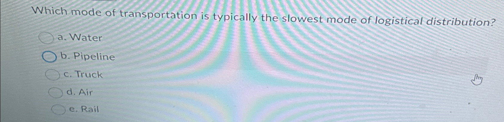 Solved Which mode of transportation is typically the slowest | Chegg.com