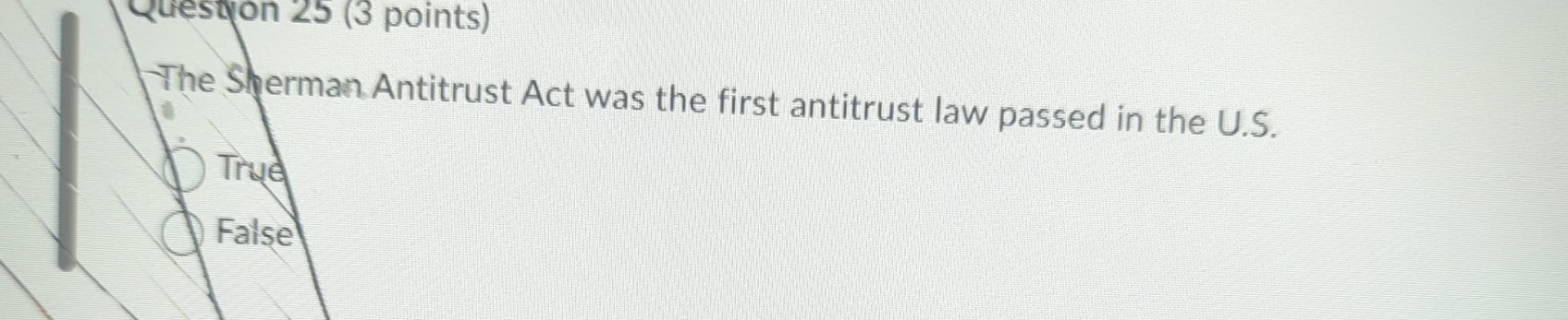 Solved The Sherman Antitrust Act was the first antitrust law | Chegg.com Solved The Sherman Antitrust Act was the first antitrust law | Chegg.com
