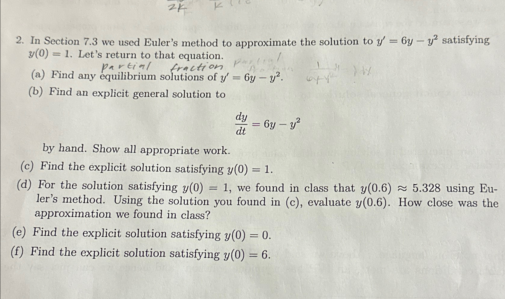 Solved In Section 7.3 ﻿we used Euler's method to approximate | Chegg.com