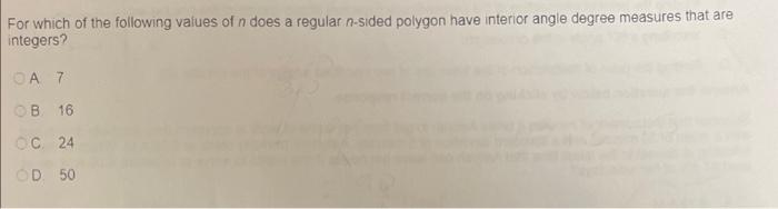 Solved For which of the following values of n does a regular | Chegg.com
