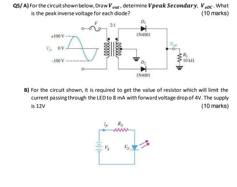 Solved Q5/A) For the circuit shown below, Draw Vout, | Chegg.com
