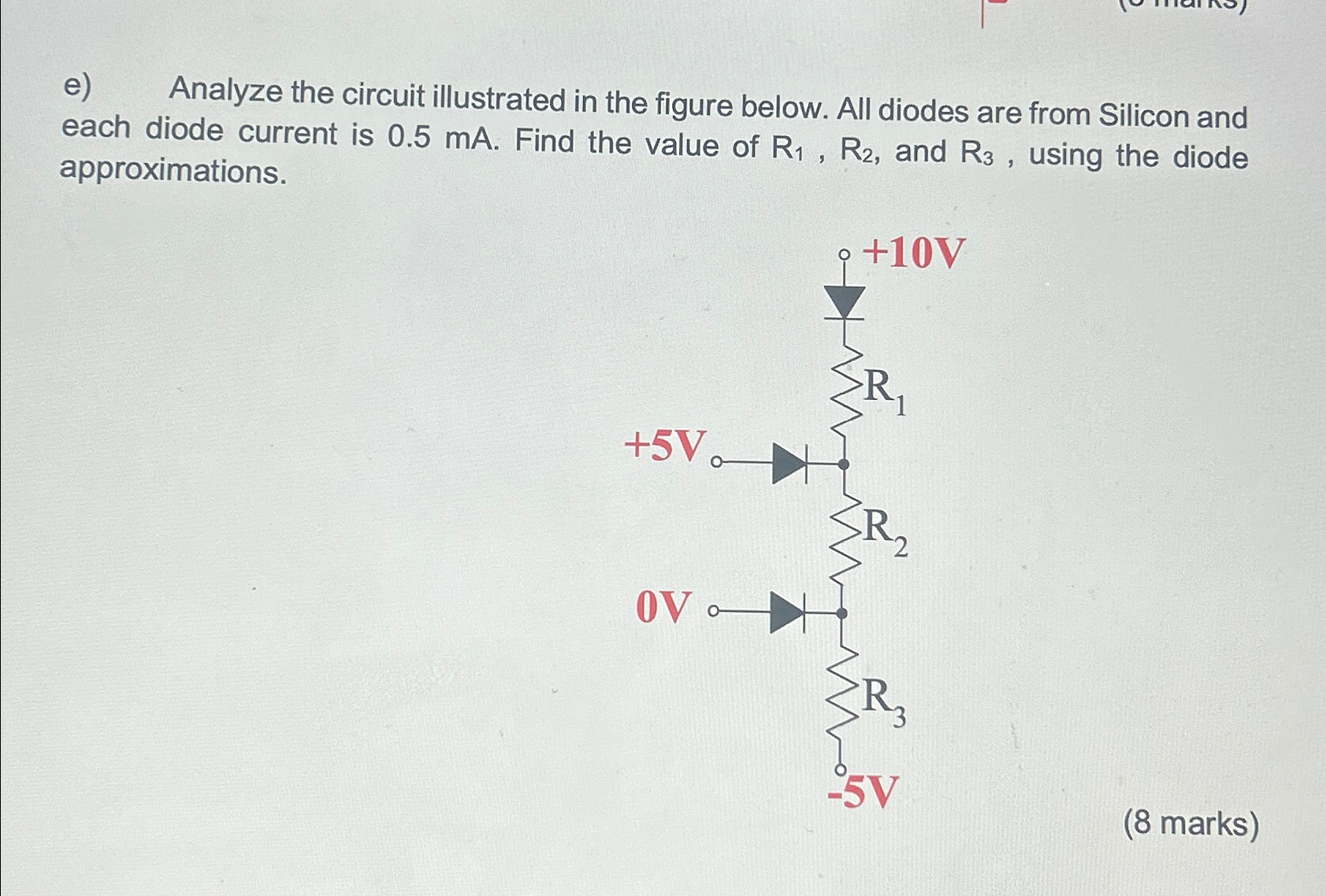 Solved e) ﻿Analyze the circuit illustrated in the figure | Chegg.com