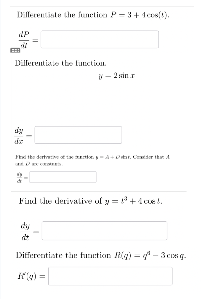 Solved Differentiate the function | Chegg.com