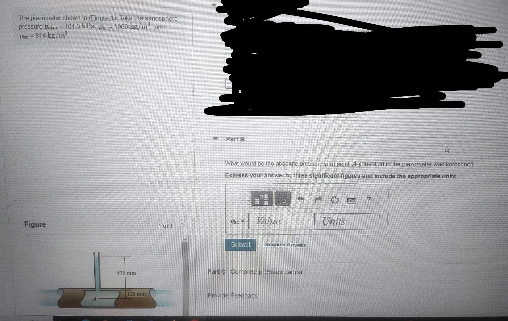 Solved The piezometer shown in (Figure 1) ﻿Take the | Chegg.com