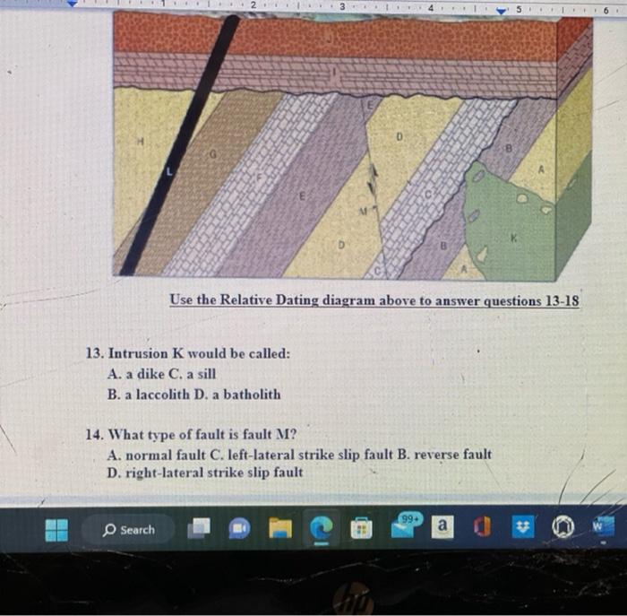 Solved Use the Relative Dating diagram above to answer | Chegg.com