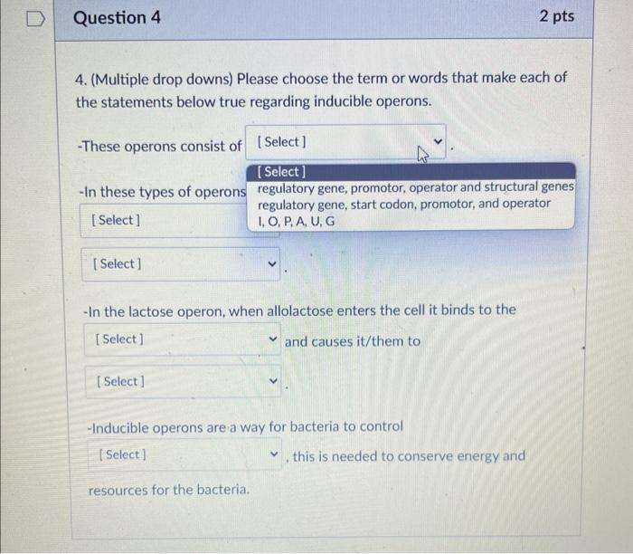 Solved 4. (Multiple drop downs) Please choose the term or | Chegg.com