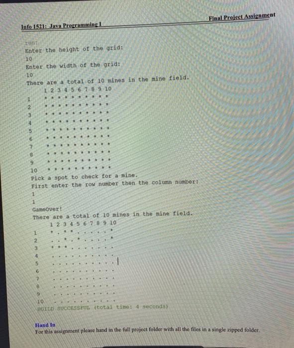 Solved Info 1521 Java Programming I Final Project 8303