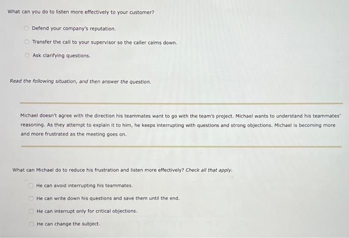 Solved 4. Practicing Active Listening Listening skills are | Chegg.com